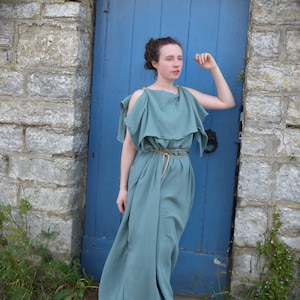 Women's Greek Cotton Gauze Fold Over Tunic Ancient World Peplos Chiton ...