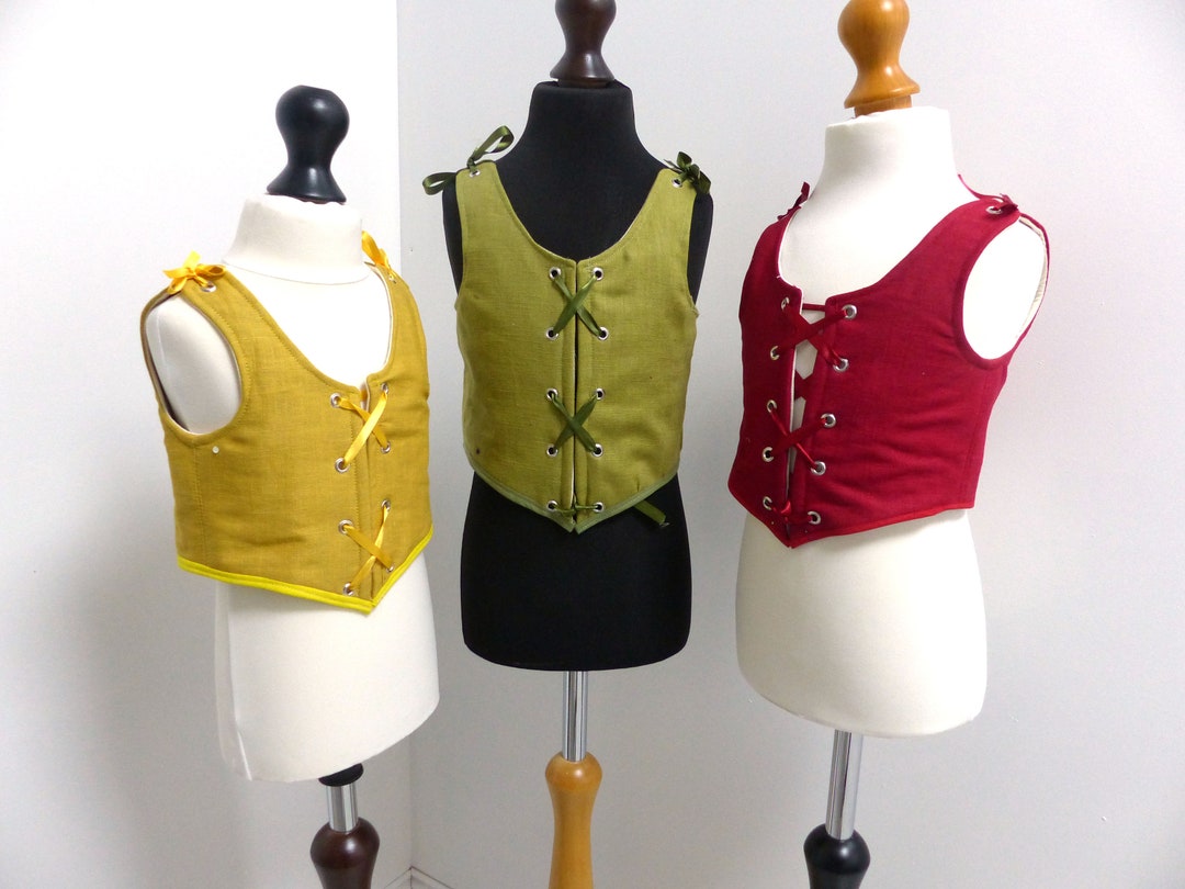 Kids Colour Linen Corset Renaissance Bodice Lace up Costume - Etsy