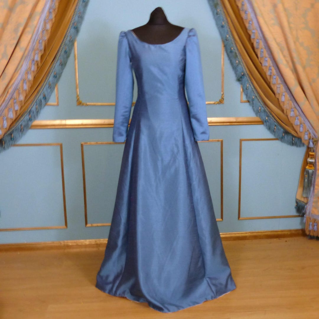 Ready to Ship Blue Shungtung Medieval Women's Kirtle Dress 14th Century ...