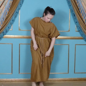 Ready to Ship Greek Tunic in Brown Cotton Ancient Greek Costume Chiton ...
