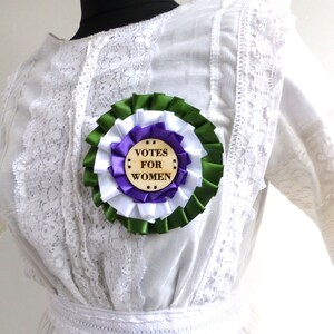 Suffragette Ribbon Protest Brooch Back Rosette Votes for Women ...