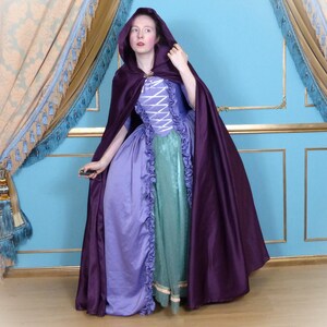 Ready to Ship Purple Satin Long Cloak, Medieval Fantasy Costume Re ...