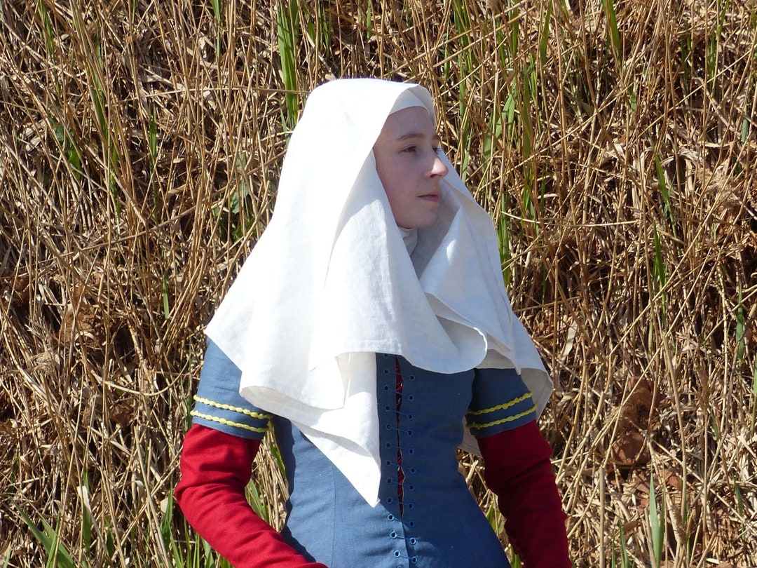 Women's Medieval Linen Wimple Headdress Veil Covering for Re-enactment ...