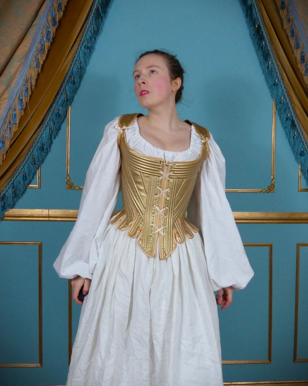 Ready to Ship 18th Century Front and Back Laced Faux Gold Leather ...