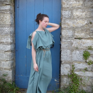Women's Greek Cotton Gauze Fold Over Tunic Ancient World Peplos Chiton ...