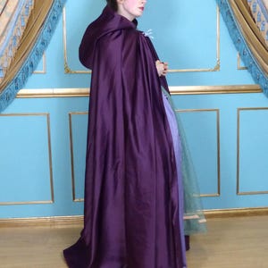Duchess Satin Long Cloak With Hood, Medieval Fantasy Costume Re ...