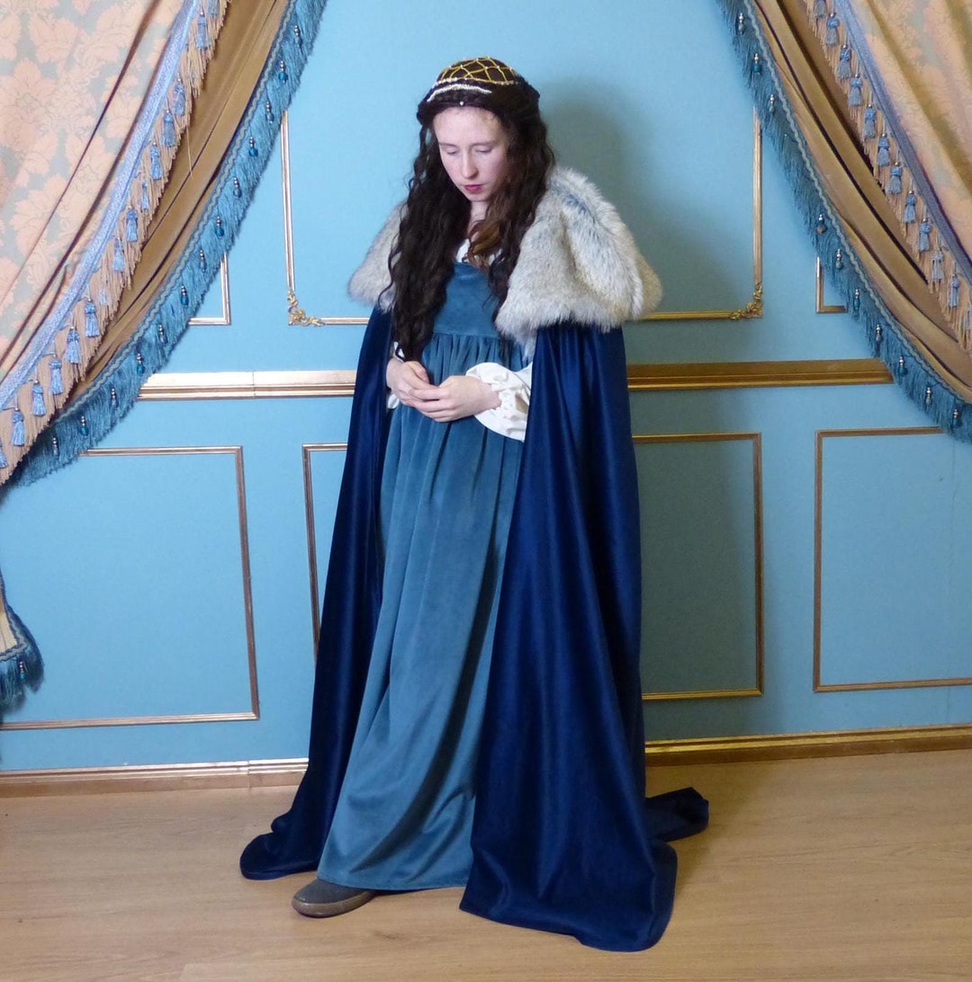 Ready to Ship King Cloak Navy Velvet Long Cloak, Medieval Fantasy ...