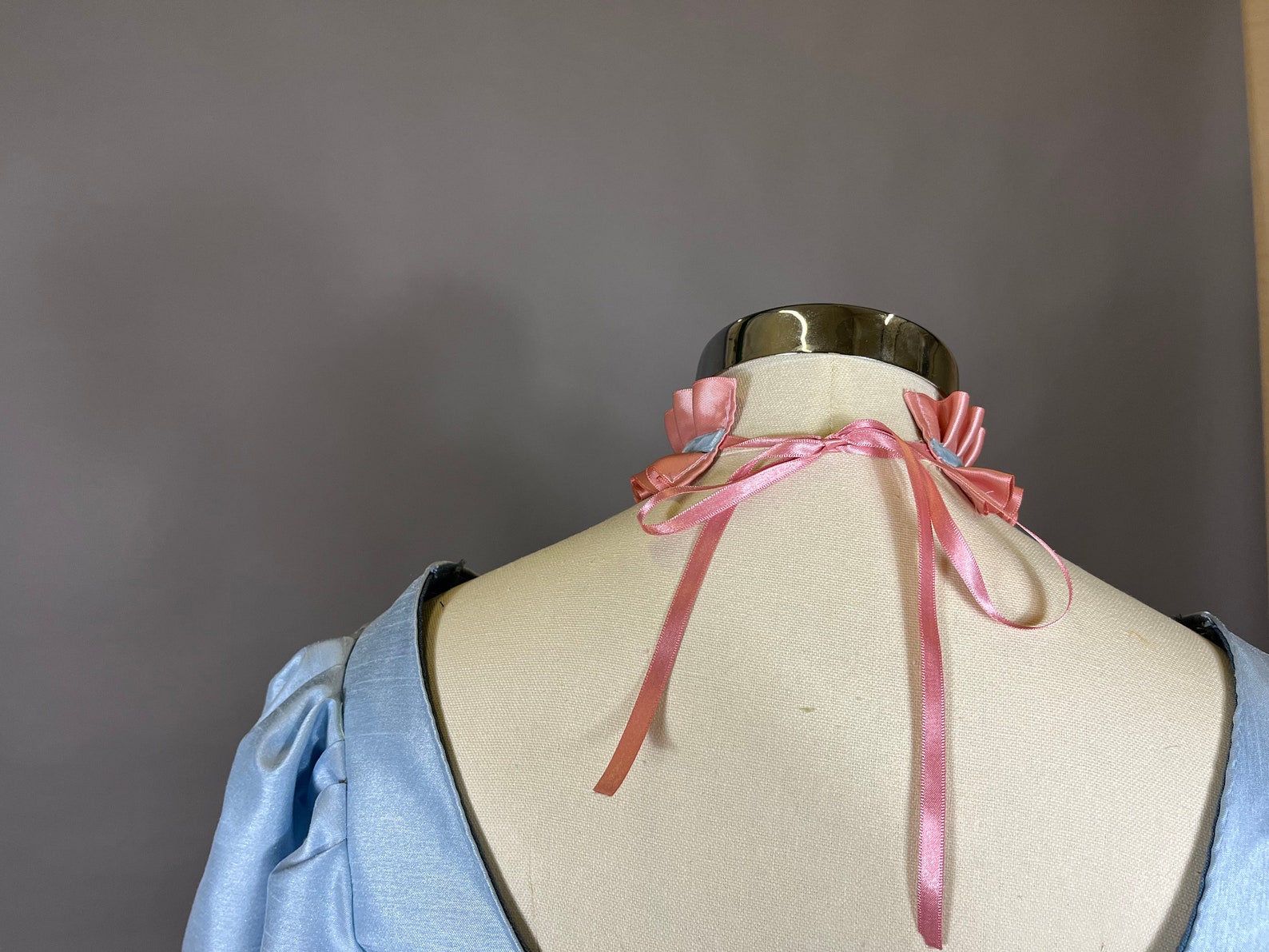 Ruffle Georgian Ribbon and Velvet Neck Choker Necklace 18th Century ...
