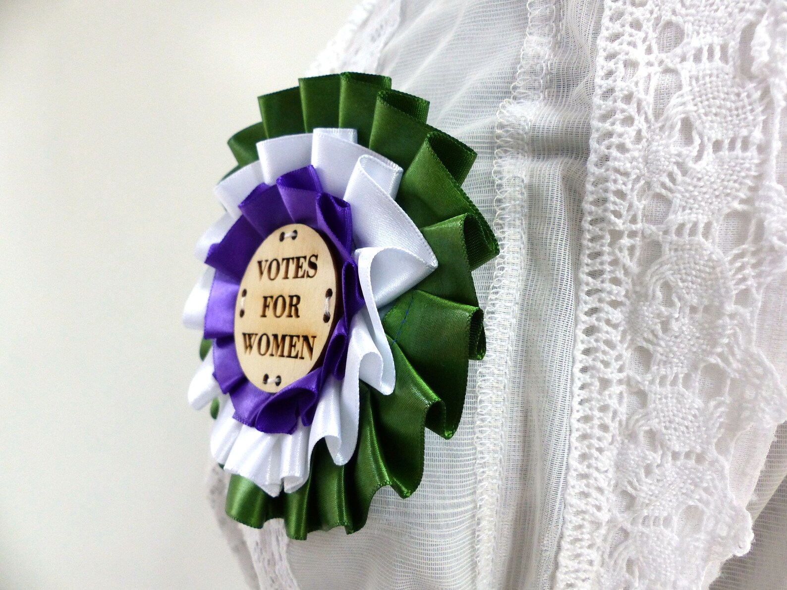 Suffragette Ribbon Protest Brooch Back Rosette Votes for Women ...