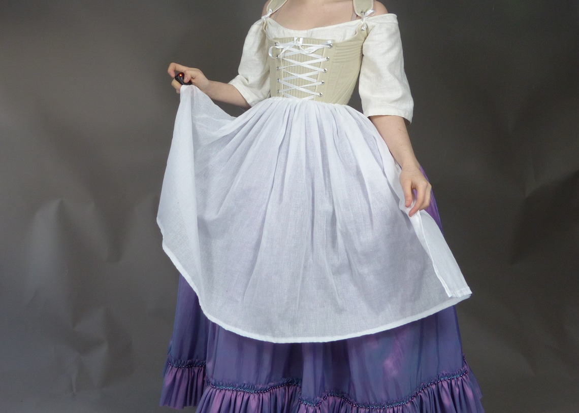 White Cotton 18th Century Inspired Apron | Etsy