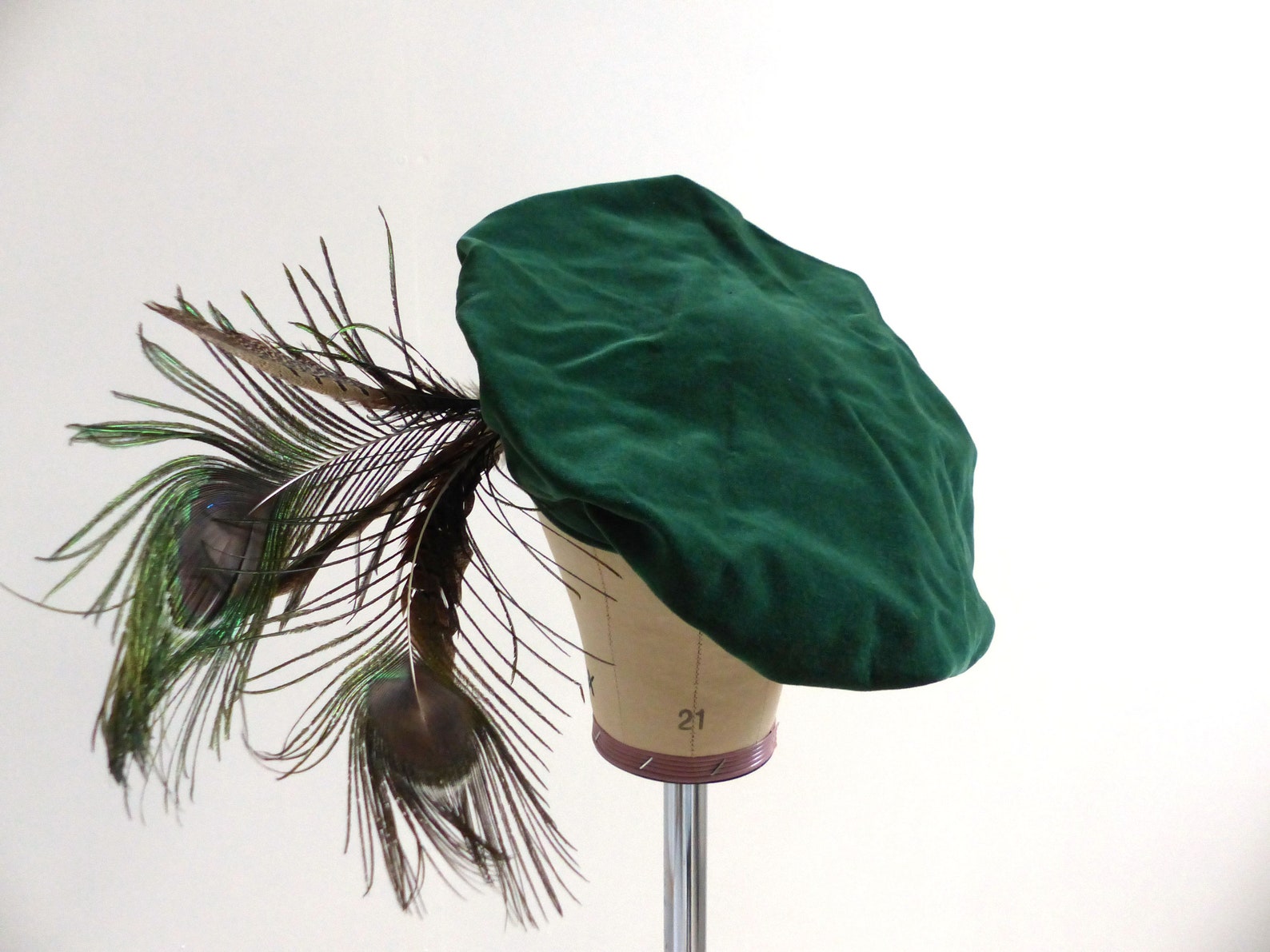 Velvet Renaissance Muffin Hat With Peacock and Pheasant - Etsy