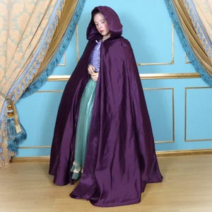 Ready to Ship Purple Satin Long Cloak, Medieval Fantasy Costume Re ...