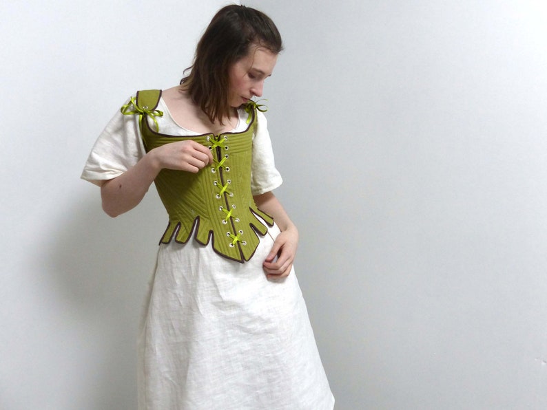 18th Century Front and Back Laced Coloured Linen Corset Stays - Etsy UK