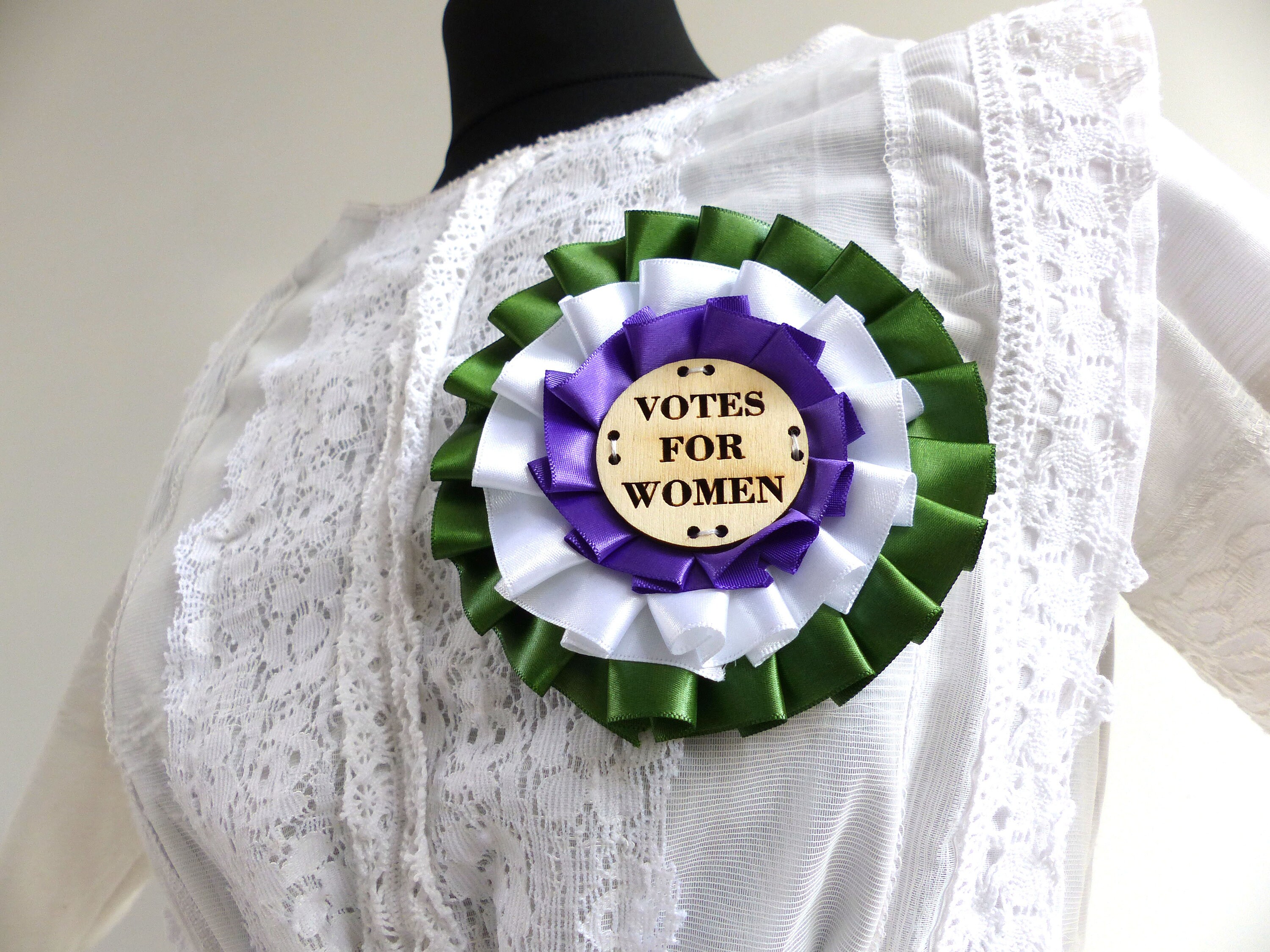 Suffragette Ribbon Protest Brooch Back Rosette Votes for Women ...