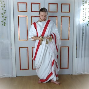 Men's Ancient Roman Senate White Linen Costume Toga for Re-enactment ...
