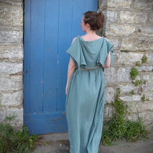 Women's Greek Cotton Gauze Fold Over Tunic Ancient World Peplos Chiton ...