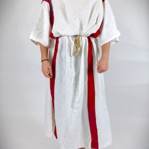 White Linen Striped Unisex Roman Tunic Historical Costume Ancient Rome ...