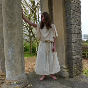 Unisex Plain Cream Cotton Simple Greek Tunic Historic Fancy Dress ...
