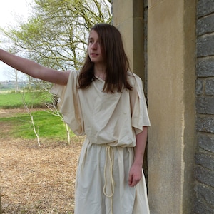 Unisex Plain Cream Cotton Simple Greek Tunic Historic Fancy Dress ...