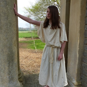 Unisex Plain Cream Cotton Simple Greek Tunic Historic Fancy Dress ...