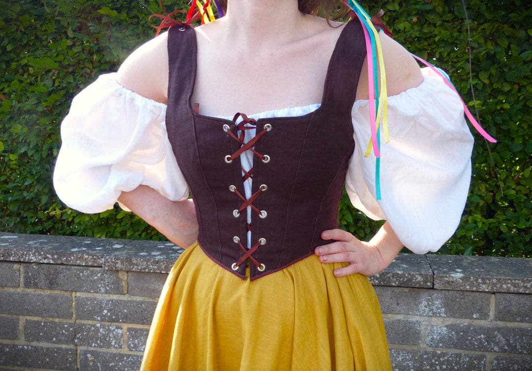 Colour Linen Corset Renaissance Bodice Lace up Costume Perfect for Ren ...