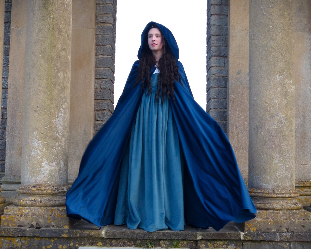 Velvet Long Hooded Cloak, Medieval Fantasy Costume Re-enactment Cape - Etsy