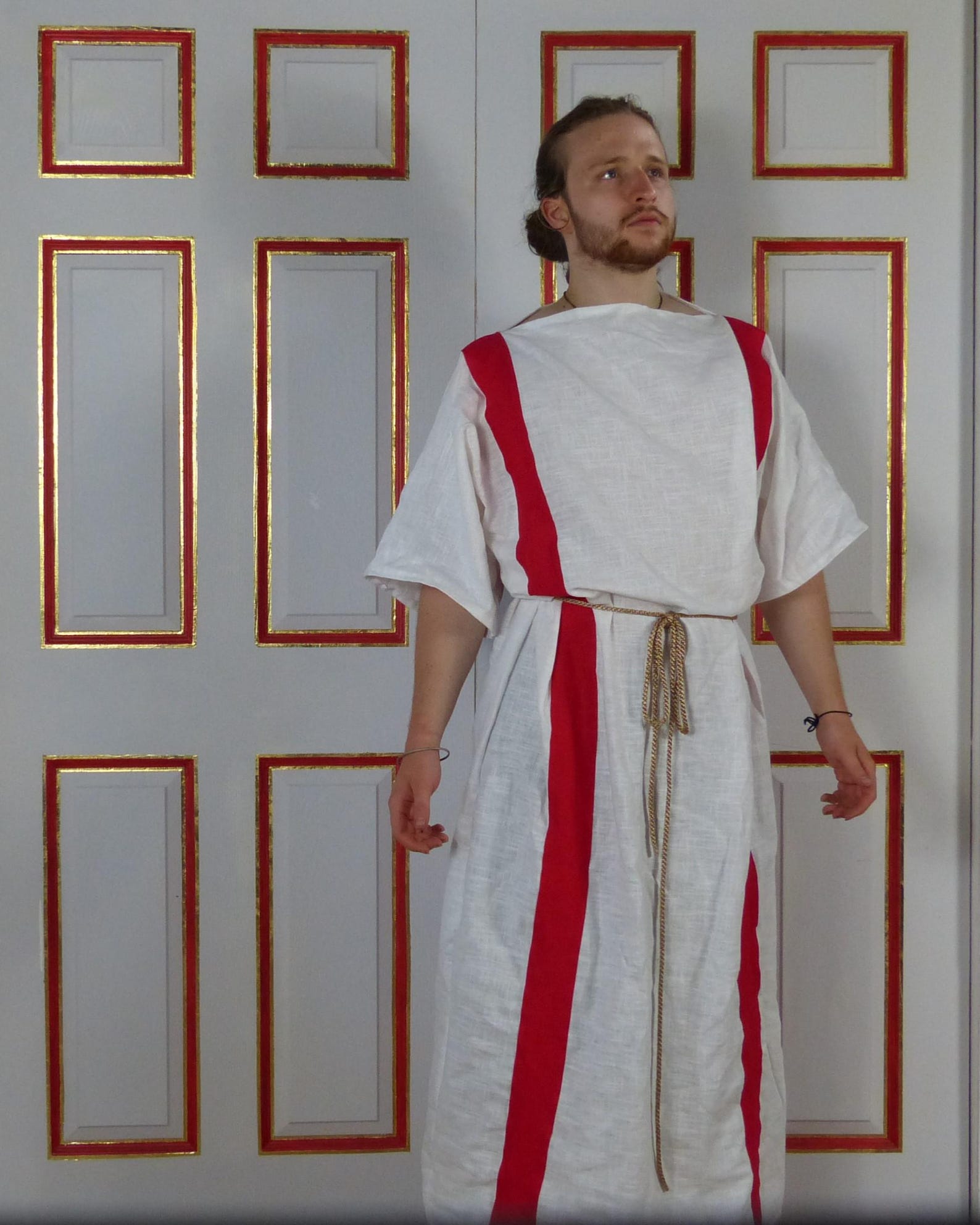 White Linen Striped Unisex Roman Tunic Historical Costume Ancient Rome ...