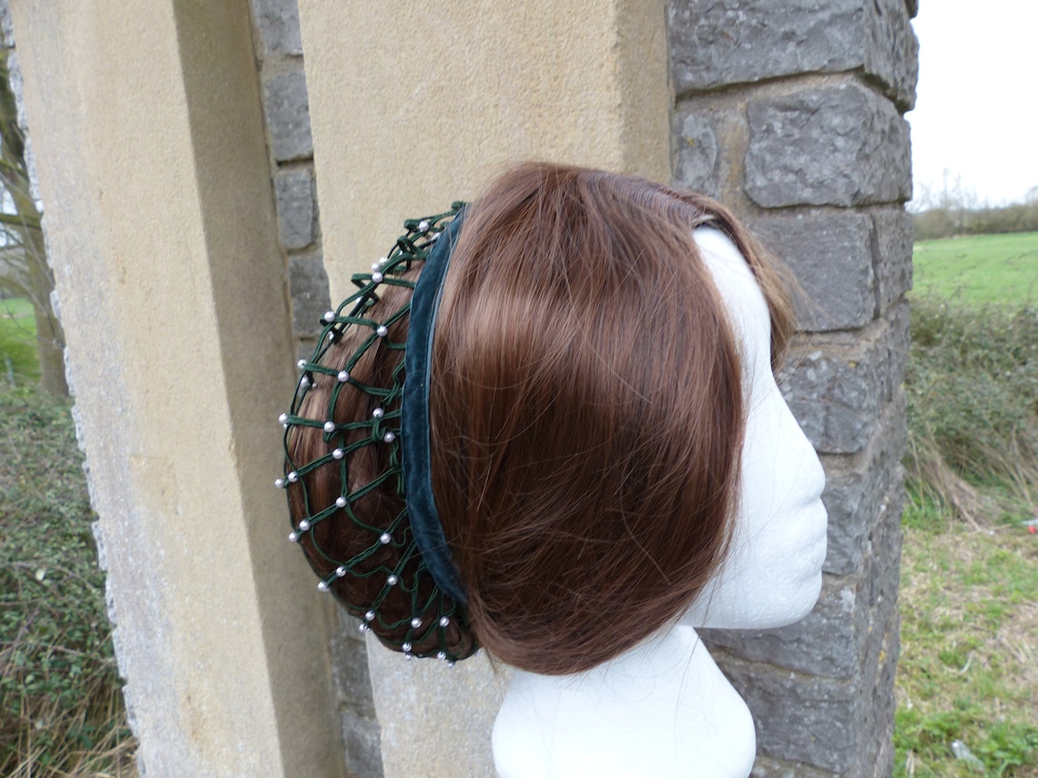 Renaissance Beaded Pearl Lady Hair Net Snood Historic Costume Head Wear ...