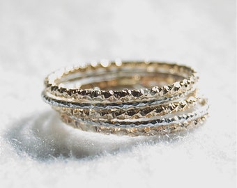 Hexagon stack rings thin stack hexagon rings stacking | Etsy