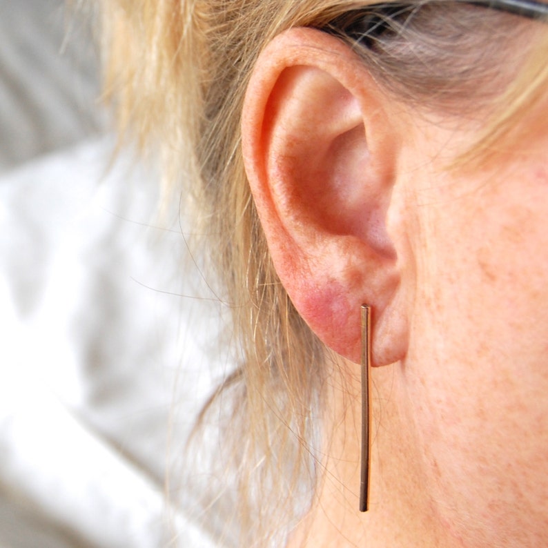 Stick earrings post bar earrings bar earrings simple bar | Etsy