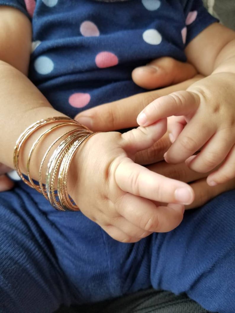 14k Golden Baby Bangle - 2 Baby Bracelets - Gold Baby Bangle Bracelet ...
