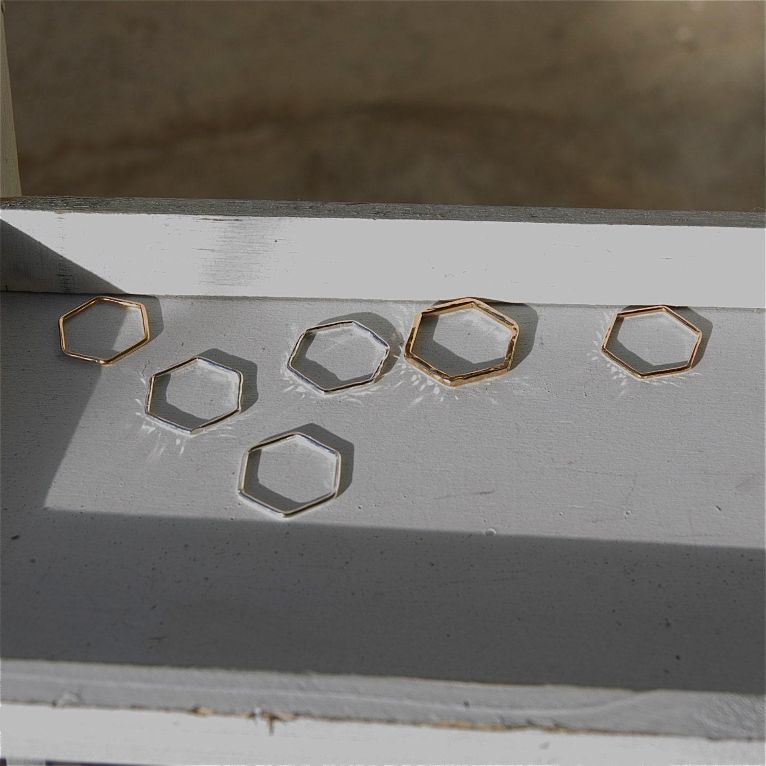 Hexagon Stack Rings Thin Stack Hexagon Rings Stacking - Etsy