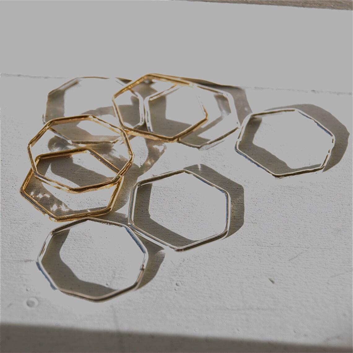 Hexagon Stack Rings Thin Stack Hexagon Rings Stacking - Etsy