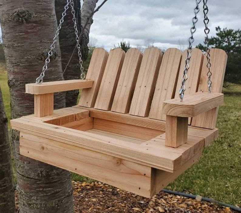 Cedar Bird Swing Feeder - Handmade Hanging Feeder - Natural Wood ...