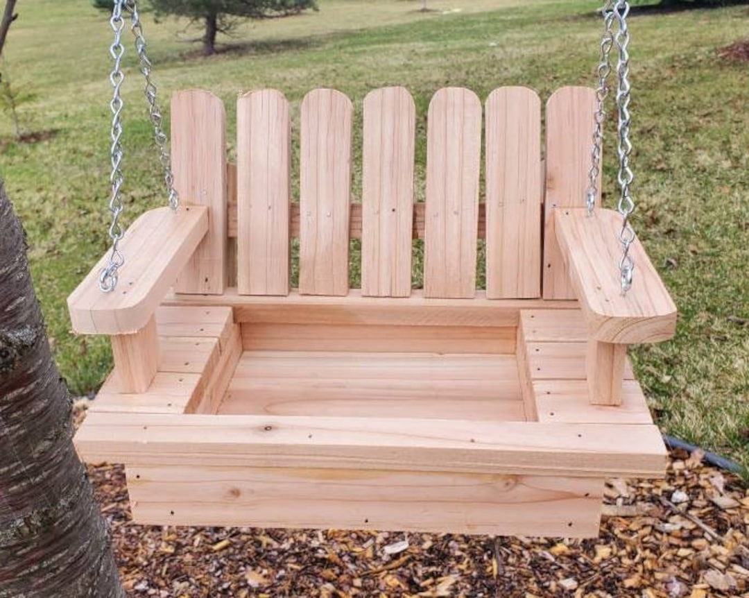 Cedar Bird Swing Feeder - Handmade Hanging Feeder - Natural Wood ...