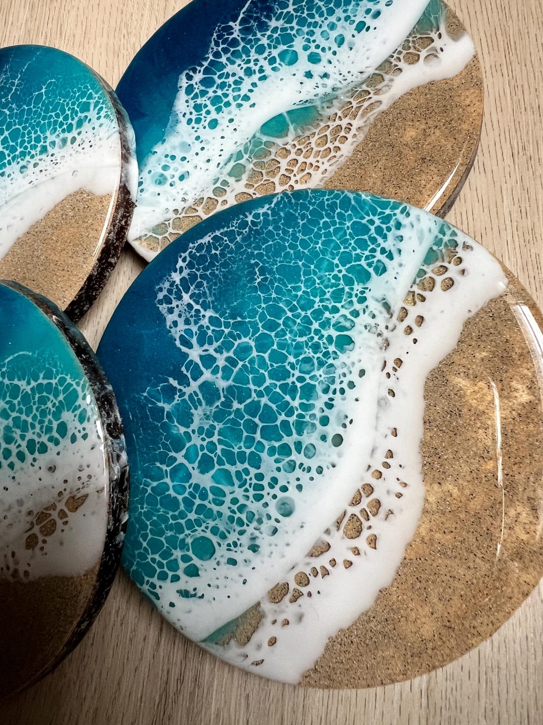 Beach Coasters, Ocean Wave Coasters, Resin Wave Coasters, Seashell ...