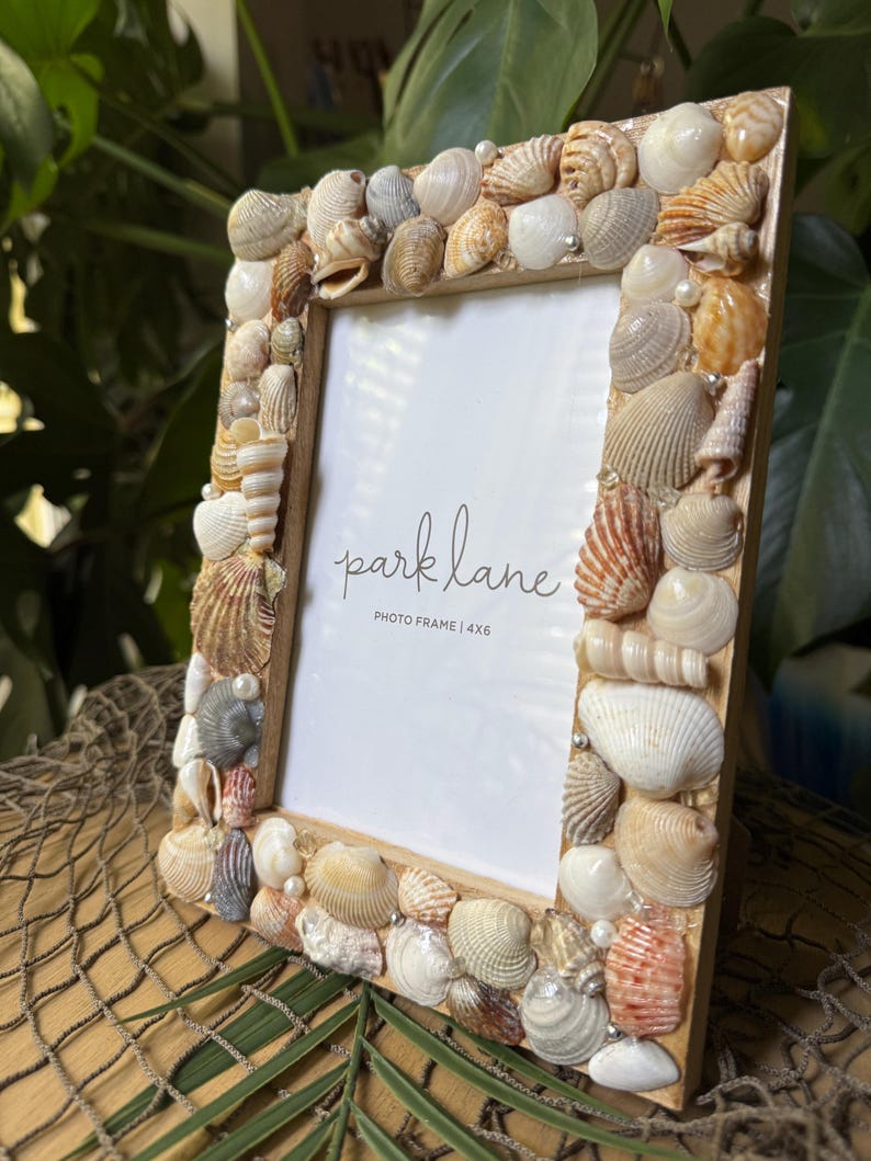 Seashell Picture Frame, Shell Frame, Handmade Coastal Beach Photo ...