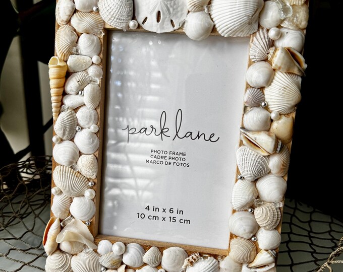 Beach Frame, Seashell Picture Frame, Handmade Beach Photo Frame ...