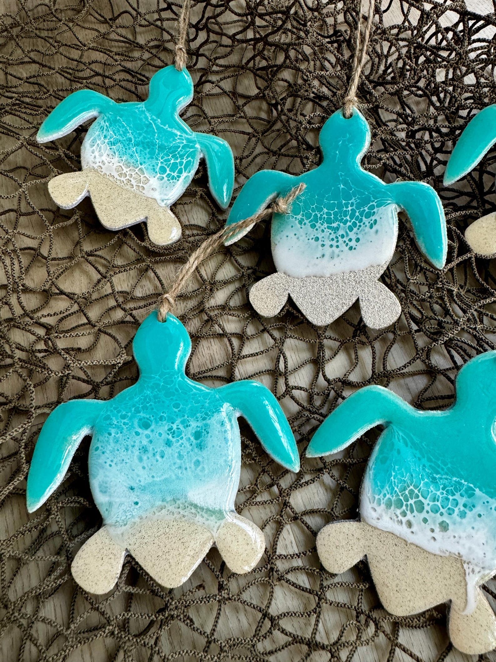 Ocean Resin Wave Turtle Ornament, Sea Turtle Christmas Ornament, Beach ...