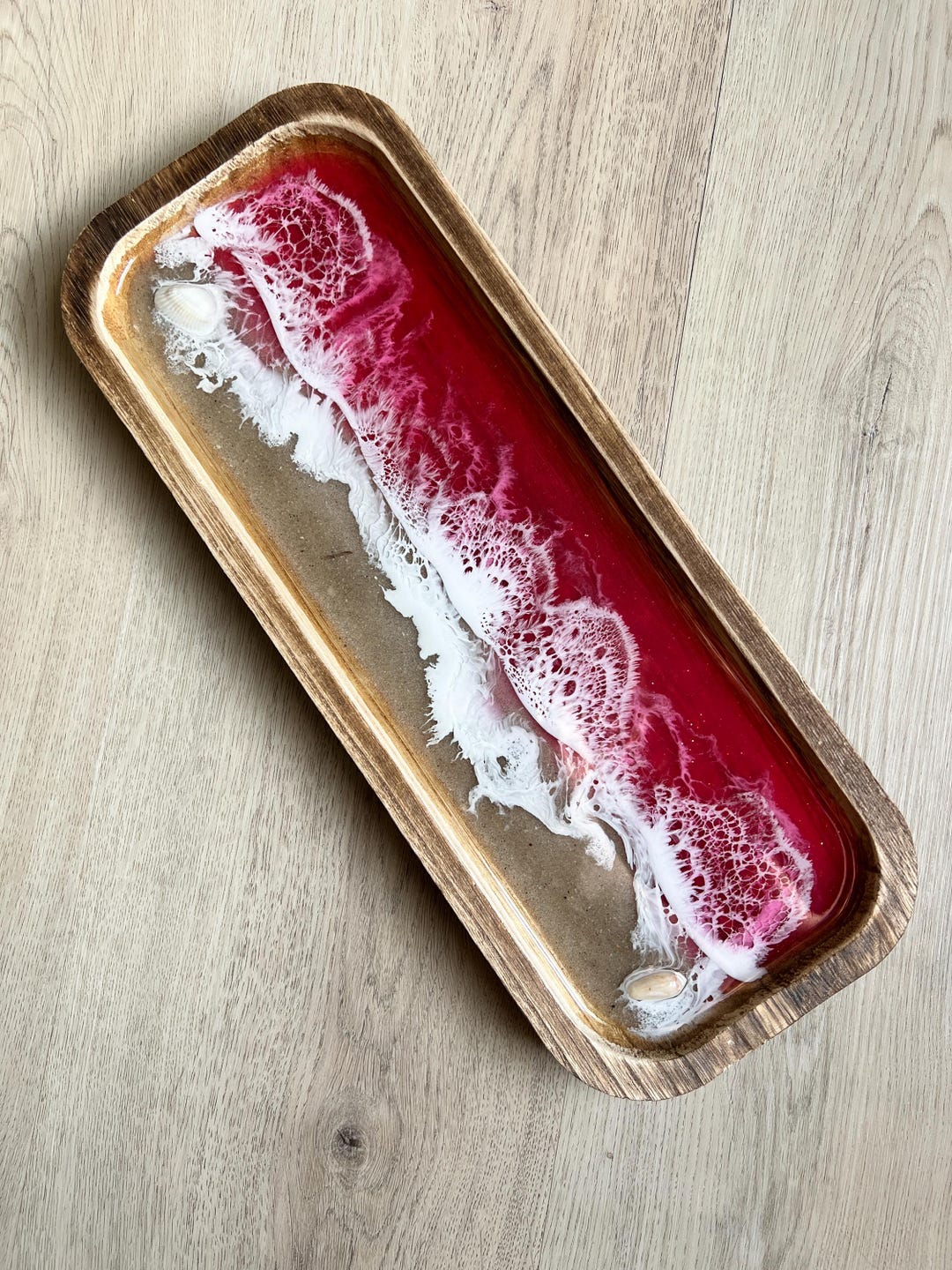 Resin Waves Tray, Resin Beach Waves, Pink Ocean Waves Tray, Waves Tray ...