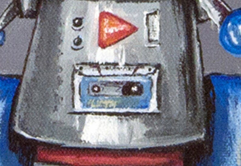 Robot Cute Colorful Retro Steampunk Boombox Cassette Player Boy's Room ...