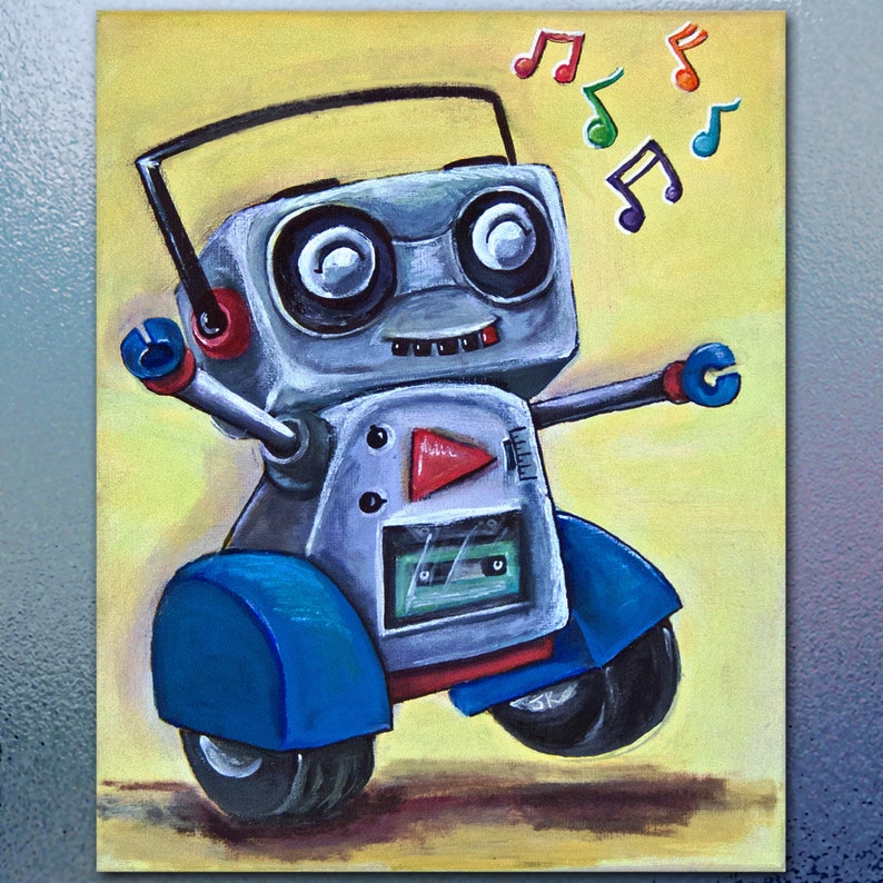 Dancing Robot Music Lover Retro 80s Cassette Boom Box Stereo Child's ...