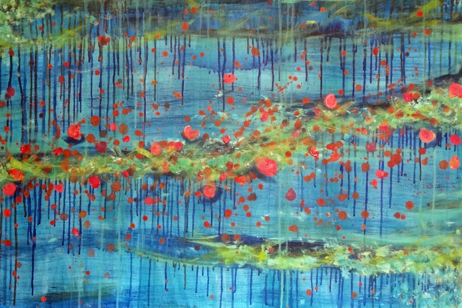 Abstract Acrylic Splatter Paint Bright Spring Colors Drip Painting ...
