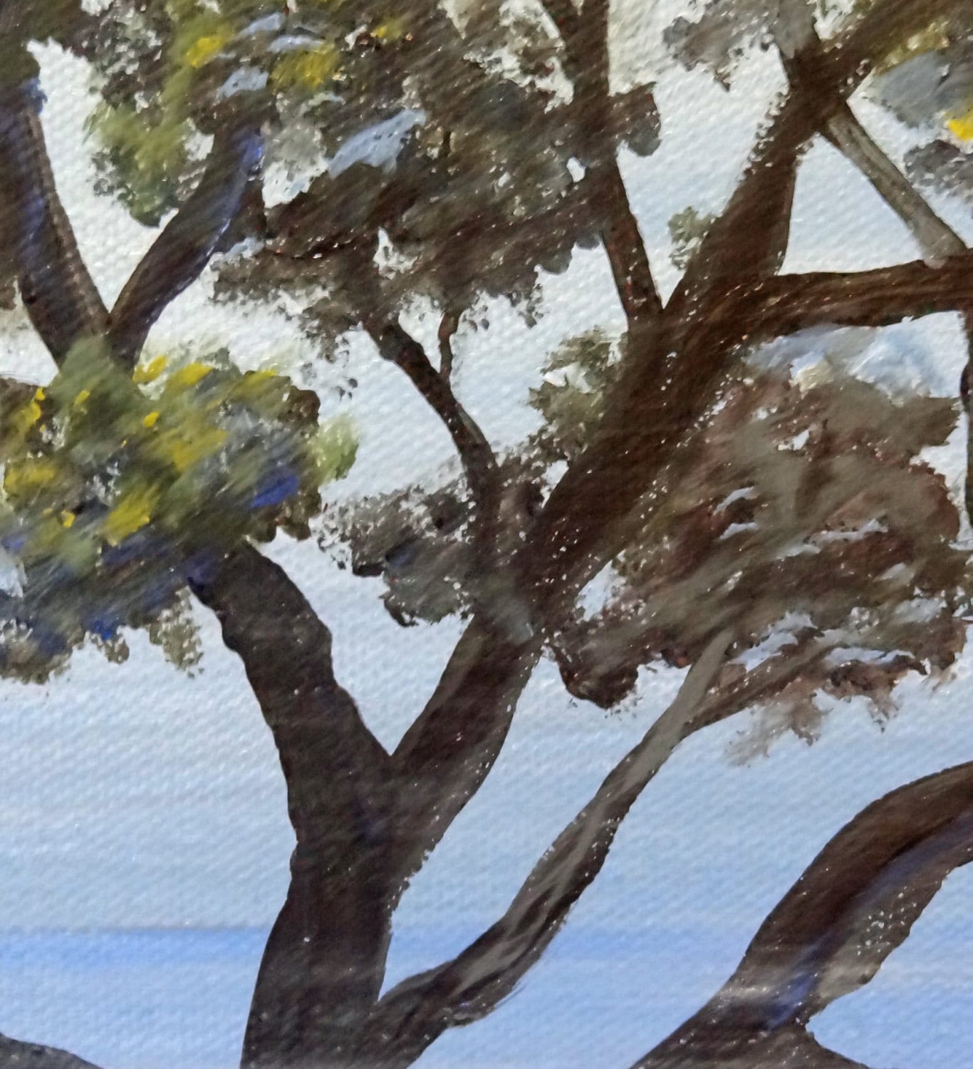 Original Acrylic Landscape Painting Fog Foggy Dew Mist Tree Silhouette ...