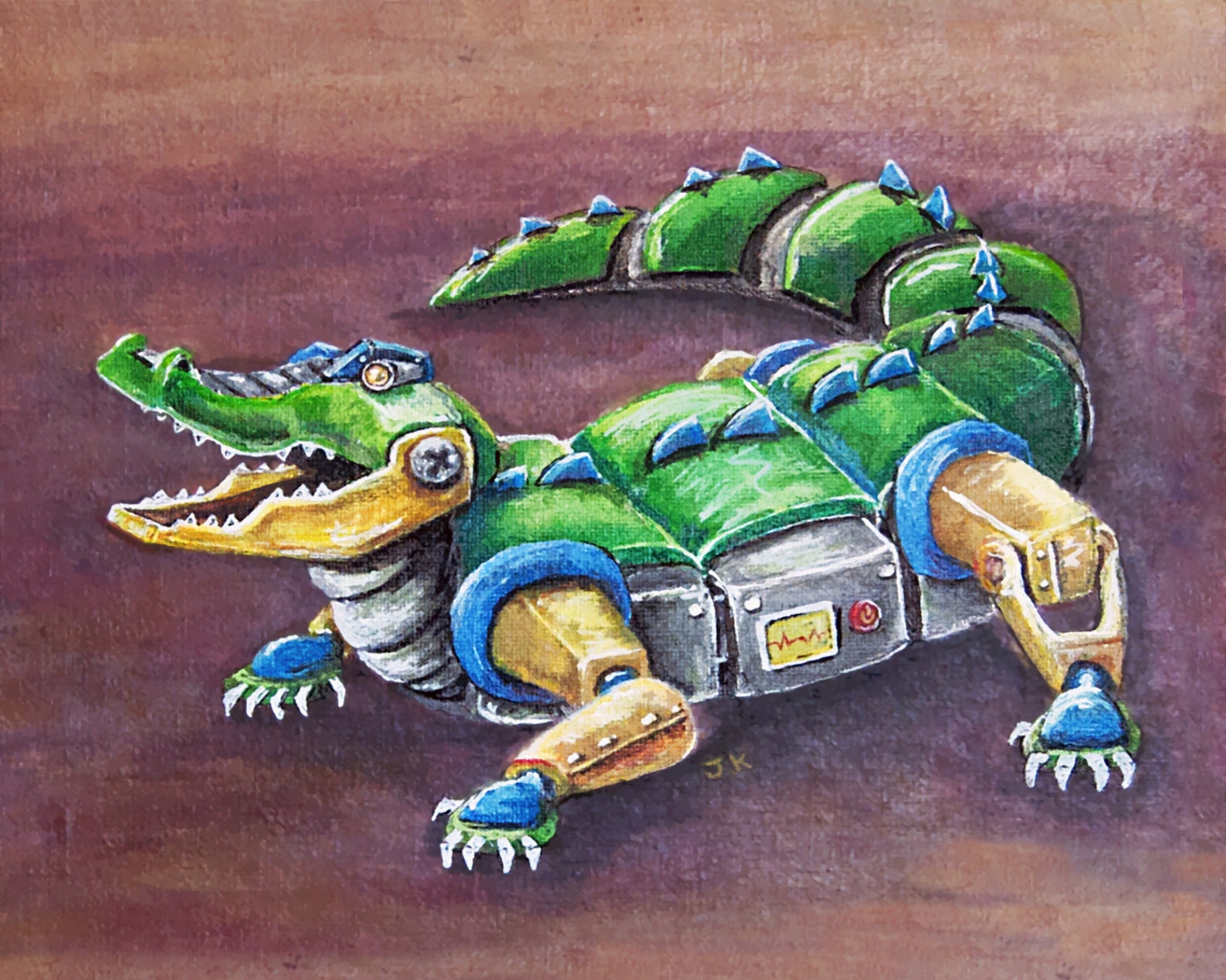 Robot Mech Alligator Crocodile Croc Retro Sci-fi Geek Steampunk Bright ...