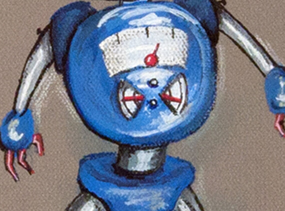 Robot Cute Colorful Retro Steampunk Dials Gauges Gears Boy's Room Kid's ...