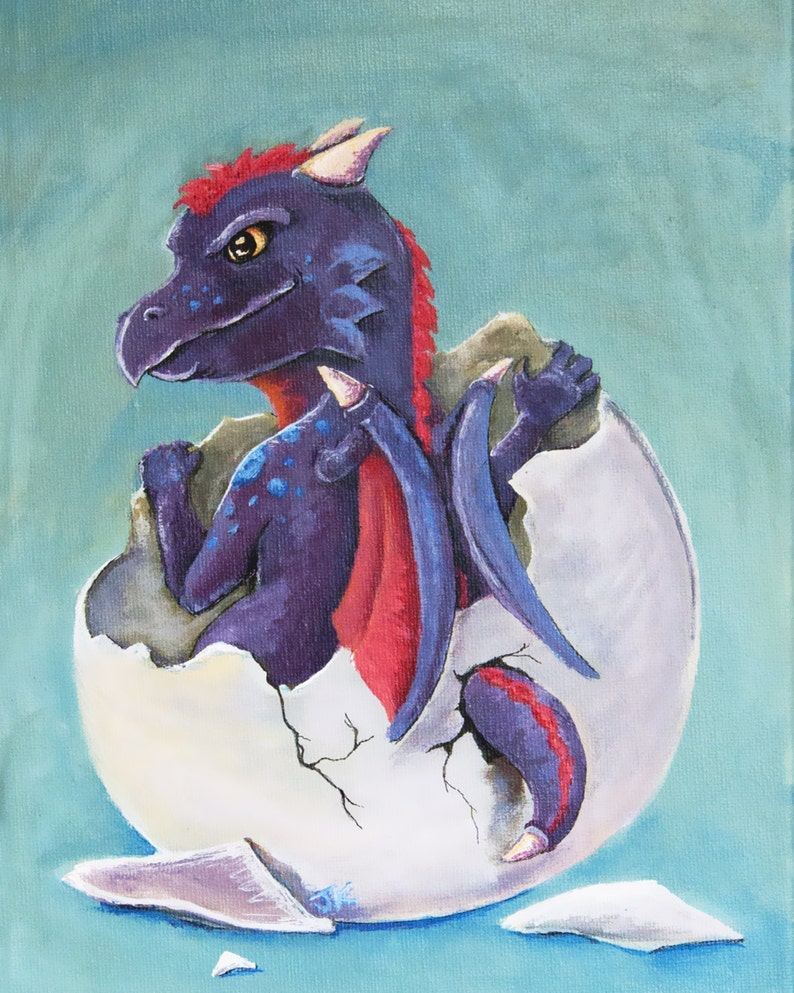 Cute Playful Baby Dragon Hatching Egg Bright Colorful Fairy Tale ...