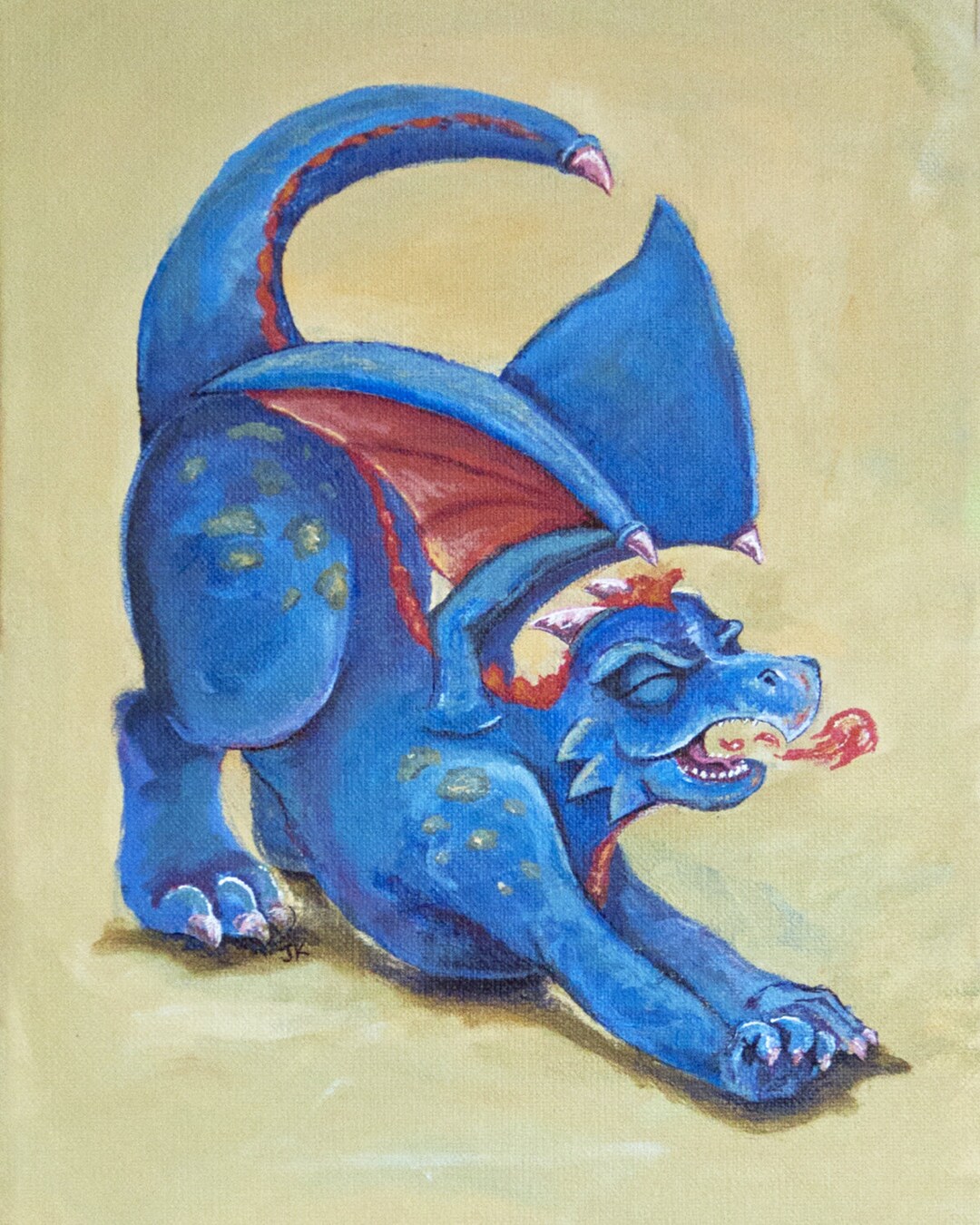 Cute Playful Baby Dragon Pounce Fire Bright Colorful Fairy Tale Fantasy ...