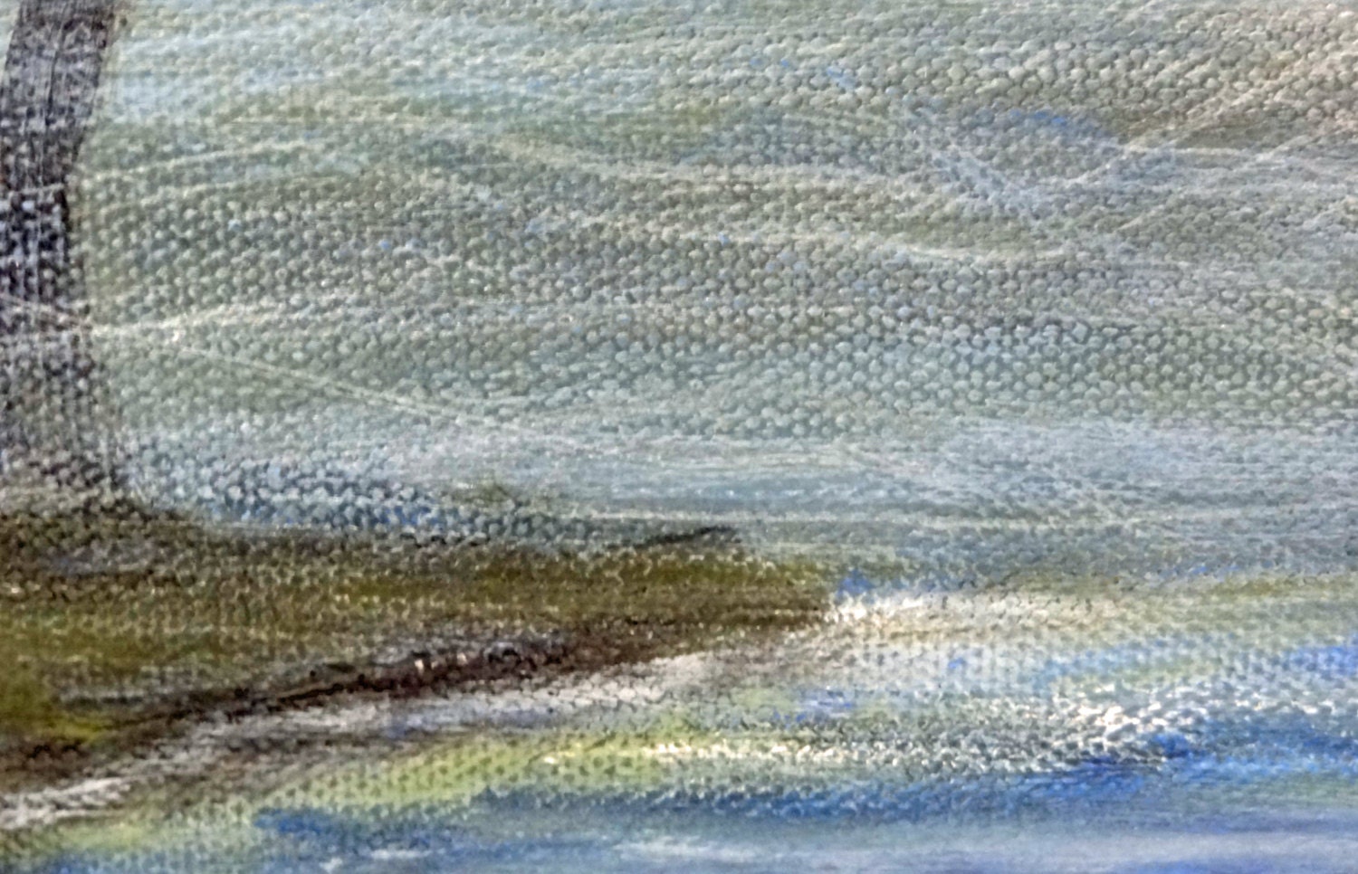 Original Acrylic Landscape Painting Fog Foggy Dew Mist Tree Silhouette ...