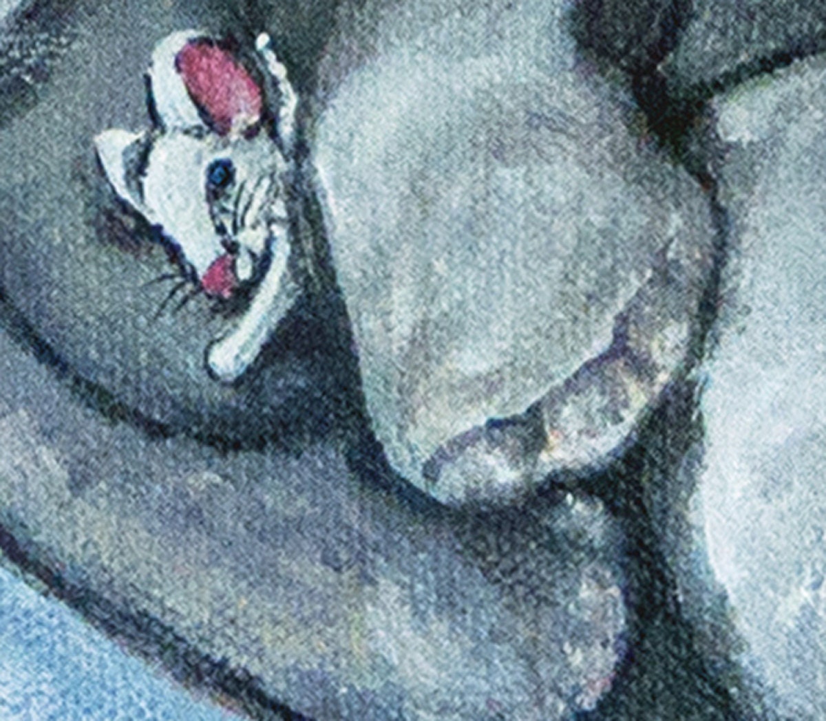 Cute Whimsical Sleeping Baby Elephant Mouse Stargazer Lily Flower Moon ...